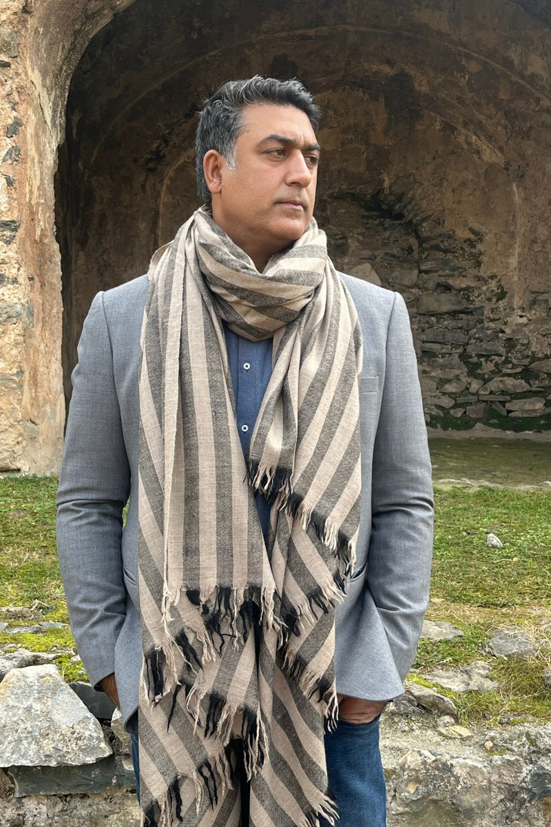 Striped Oversized Pashmina Men's Shawl – Pashmeladakh