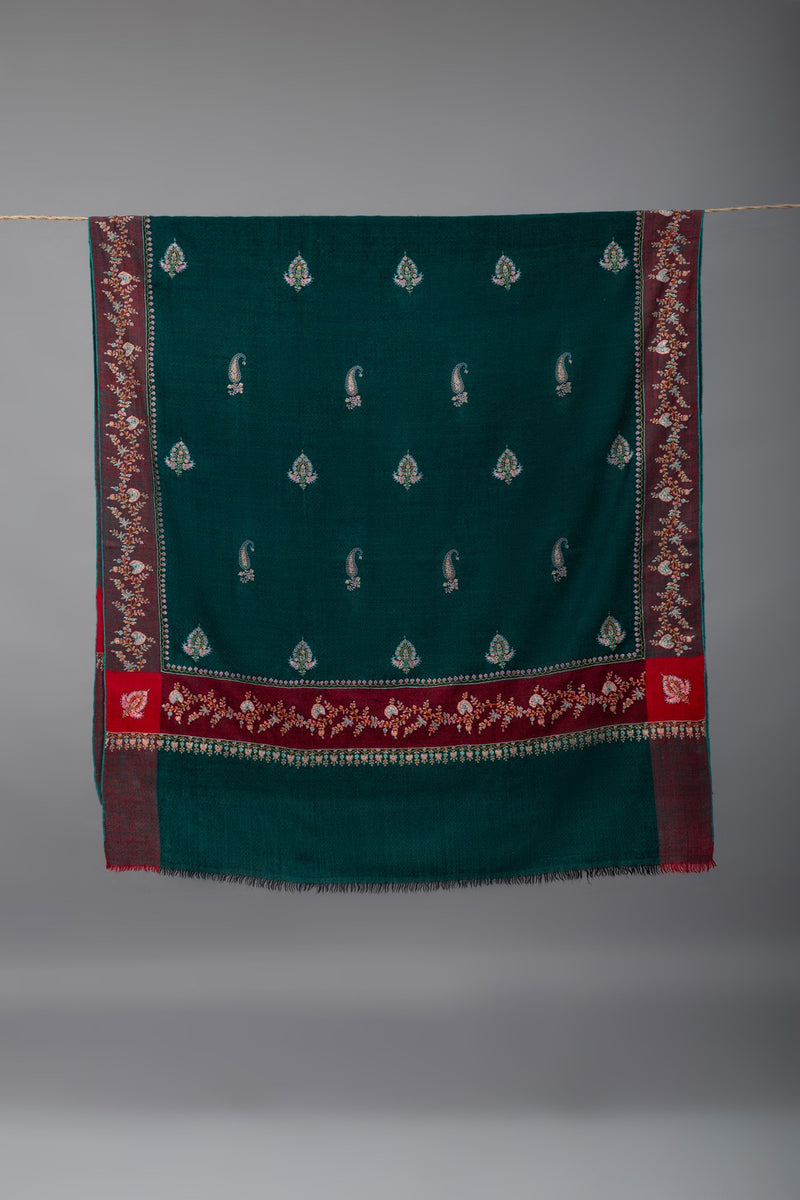KongPosh Green Butidar Dourdar Embroidered Pashmina Shawl – Pashmeladakh
