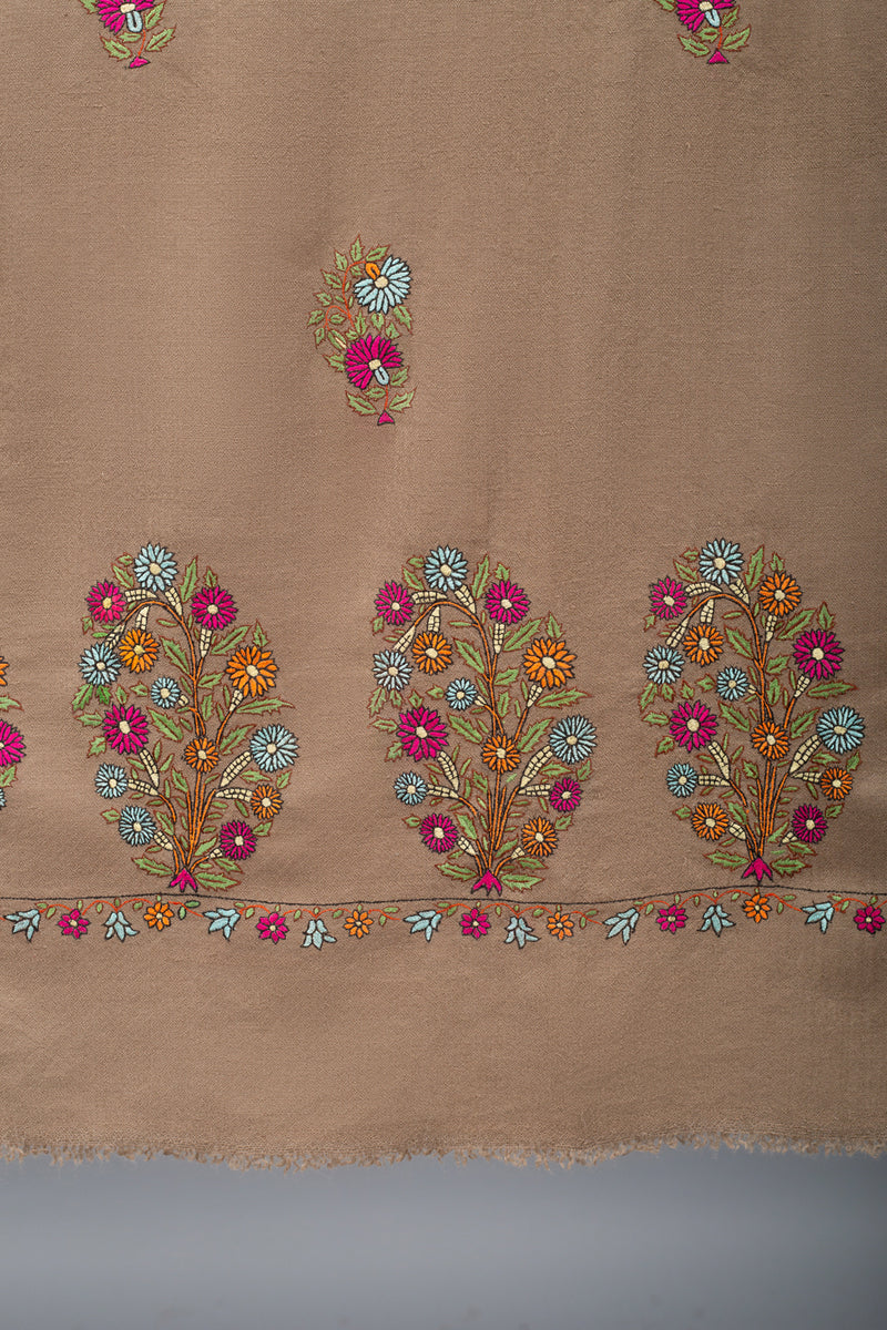 Batool Tuscan Tan Butidar Embroidered Pashmina Shawl – Pashmeladakh