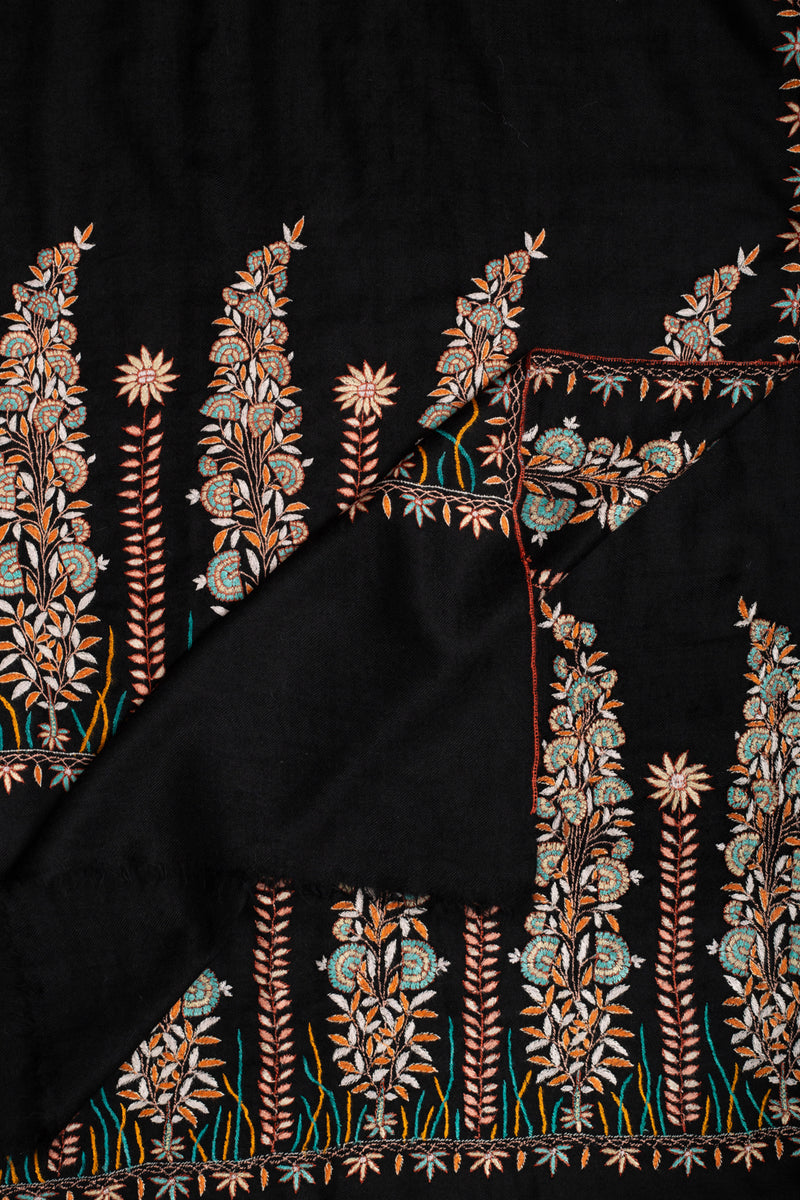 Gul-e-Shamaa Black Paldar Embroidered Pashmina Shawl – Pashmeladakh