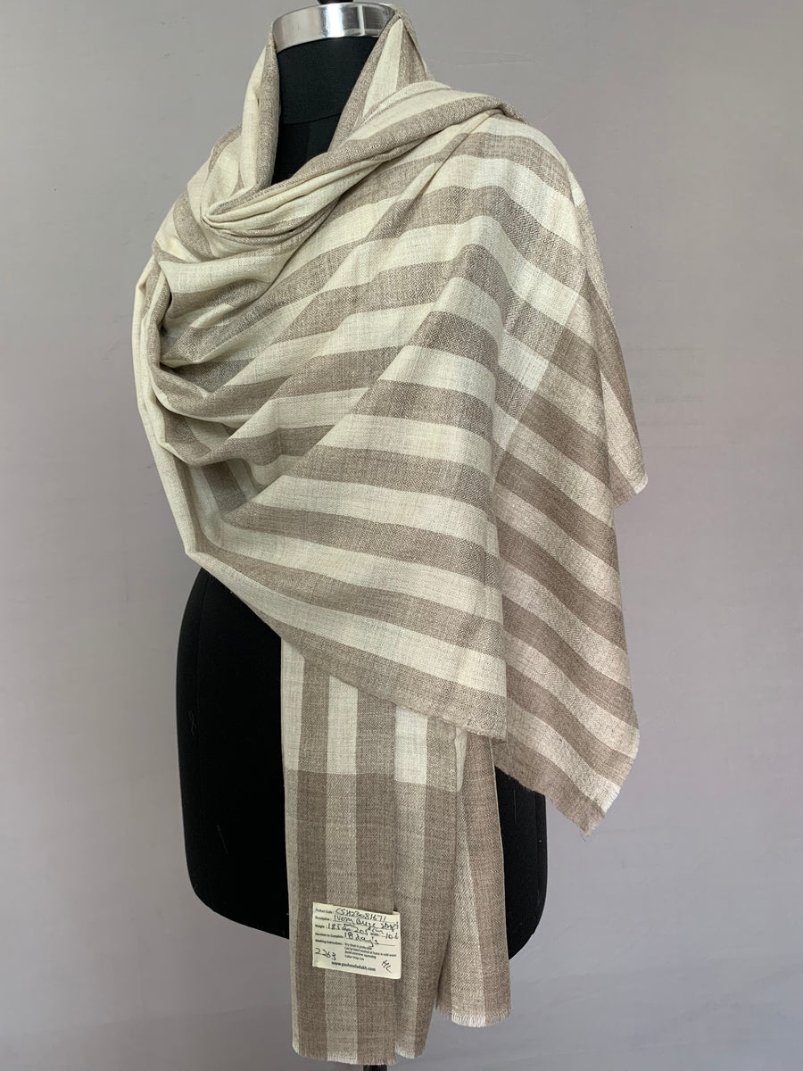 Portia Stone Grey Strips Cashmere Shawl – Pashmeladakh